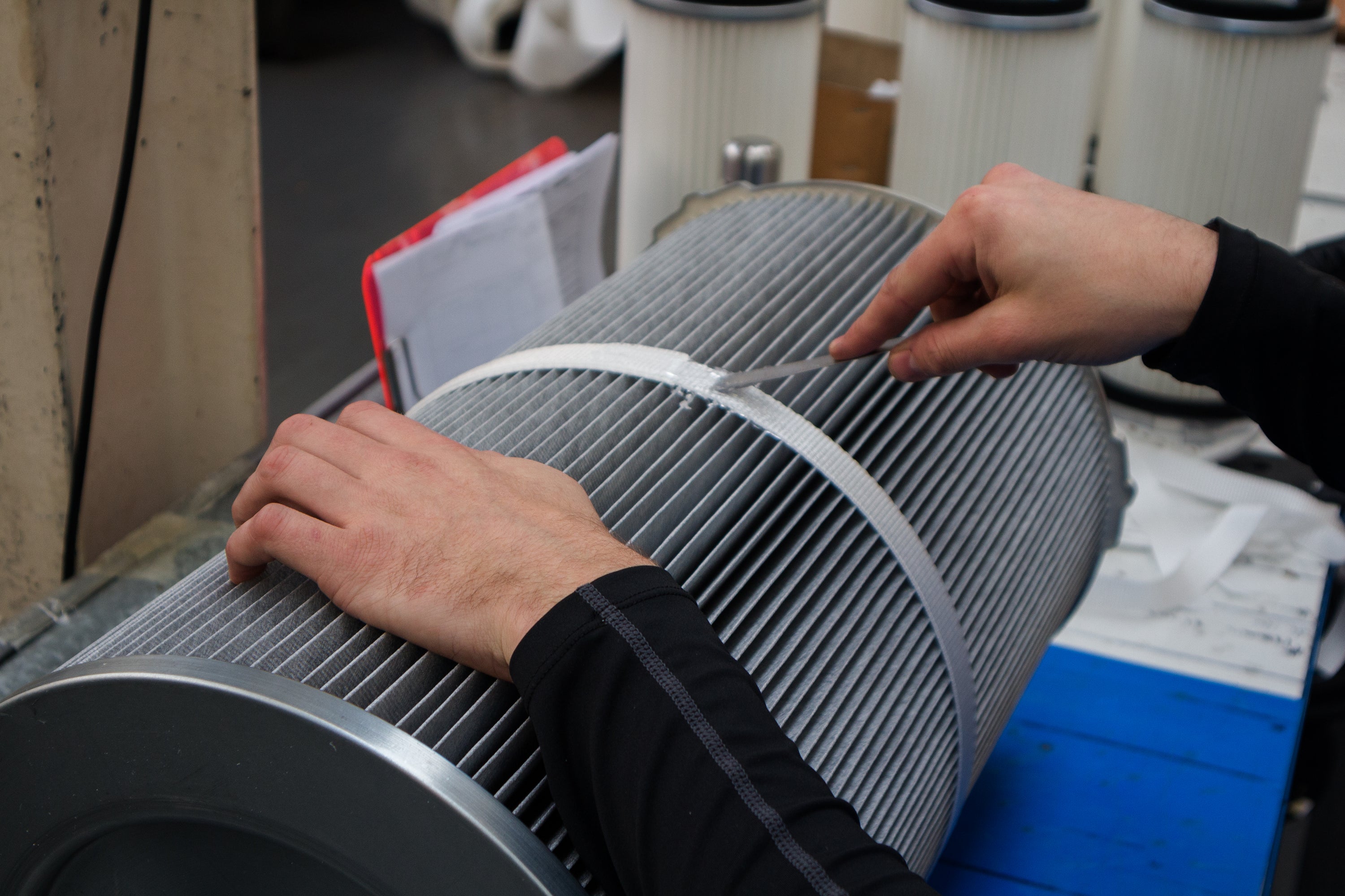 Dust Cartridge filters in production! – Cavendish Filters